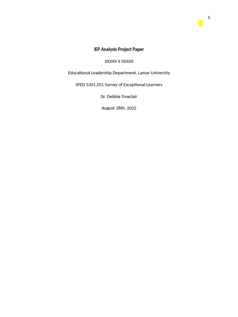IEP Analysis Paper | PDF | Individualized Education Program | Special ...