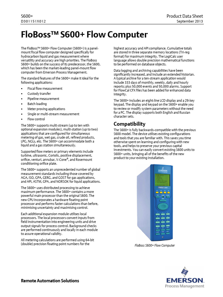Flow Computer - FloBoss S600+ - RAS | PDF | Input/Output | Usb