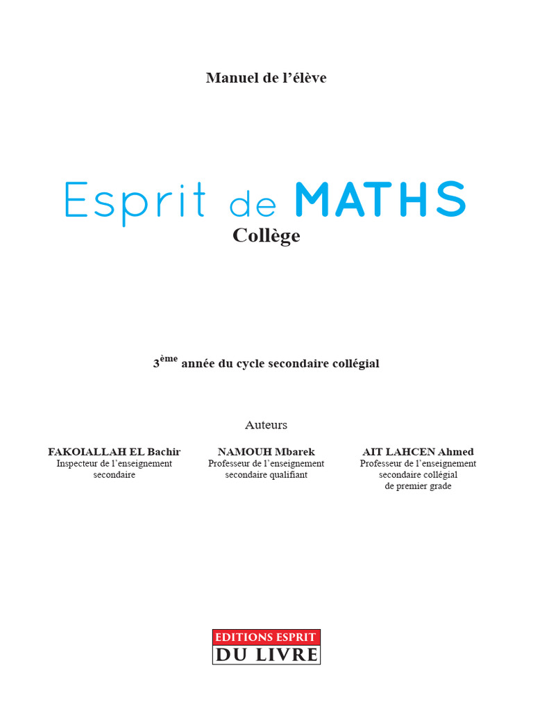 Manuel de Maths 3ème Collège Maroc | PDF | Équations | Triangle