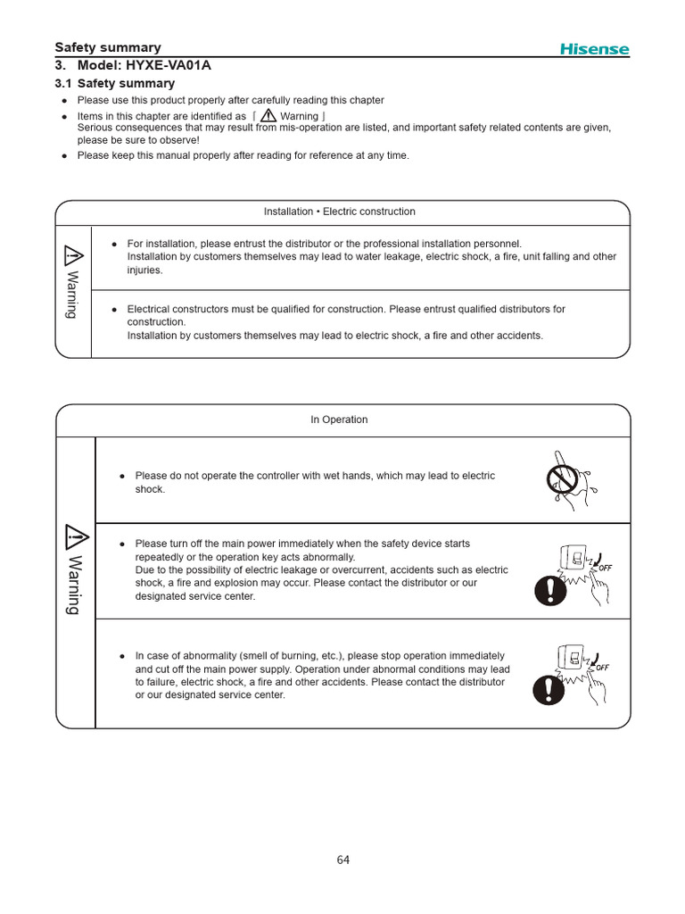 Manual de Termostato Hisense Modelo Hyxe-Va01a | PDF | Electrical ...