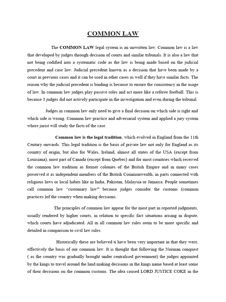 COMMON LAW | PDF | Common Law | Judge