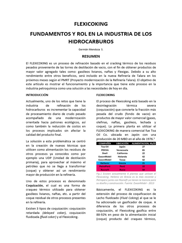 Flexicoking Fundamentos y Rol en La Indu | PDF | Refinería de petróleo | Agrietamiento (Química)