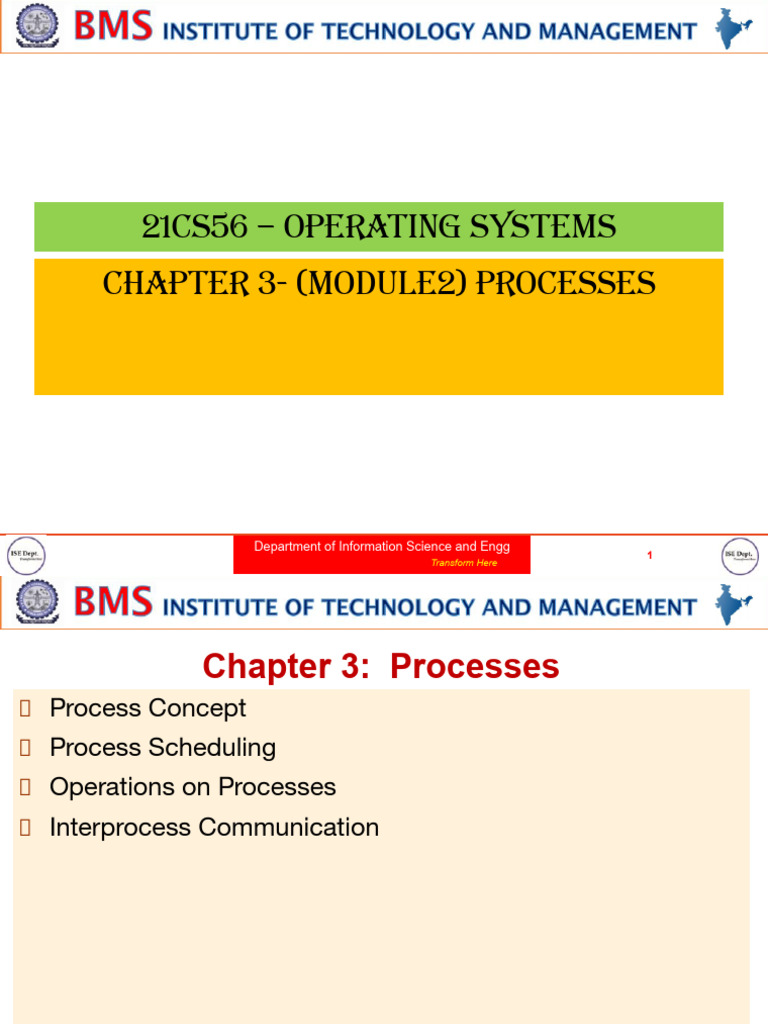 21cs56 Operating Systems Chapter 3 Module2 Processes Department Of Information Science