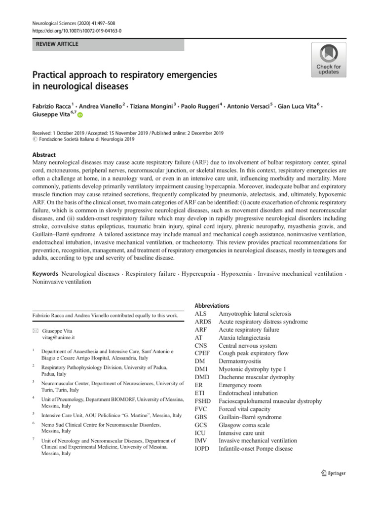 2021 Practical Approach To Respiratory Emergencies in Neurological ...