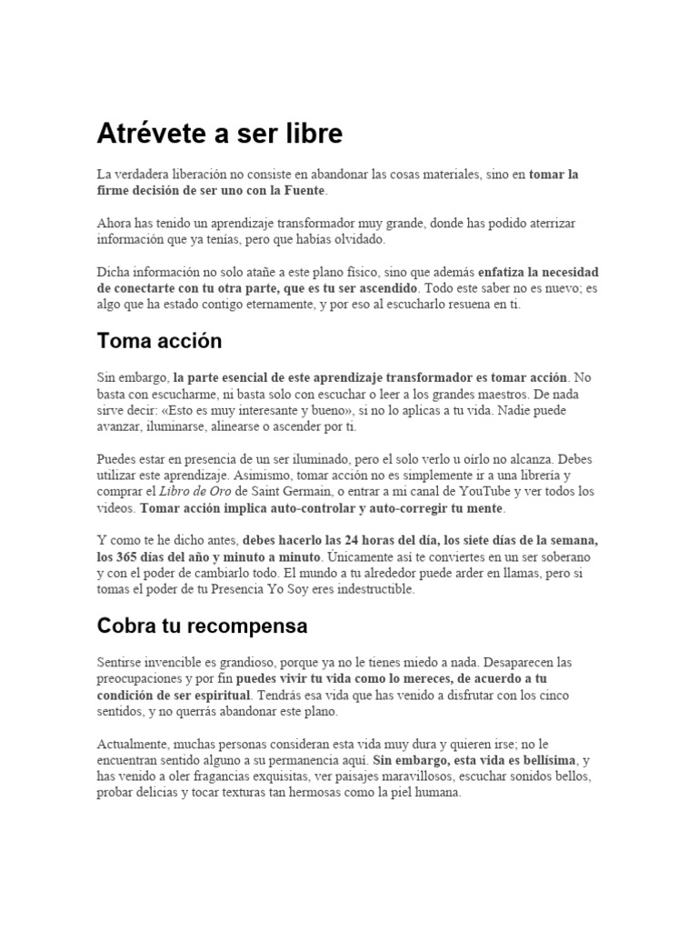 Atrévete A Ser Libre | PDF | Paraíso | Mente