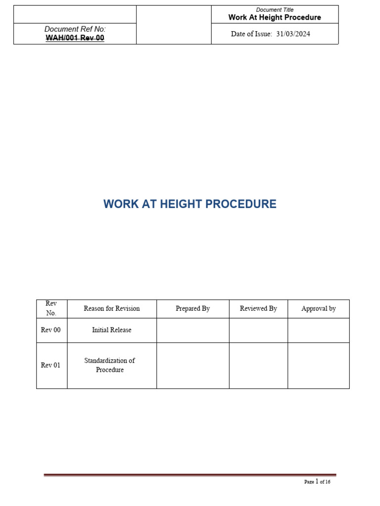 Work at Height Procedure | PDF | Scaffolding | Ladder