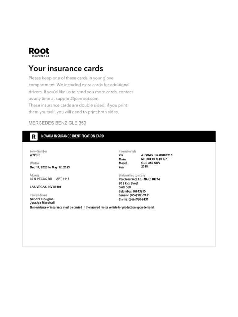 Root Insurance Cards for Nevada Drivers | PDF | Insurance | Service ...