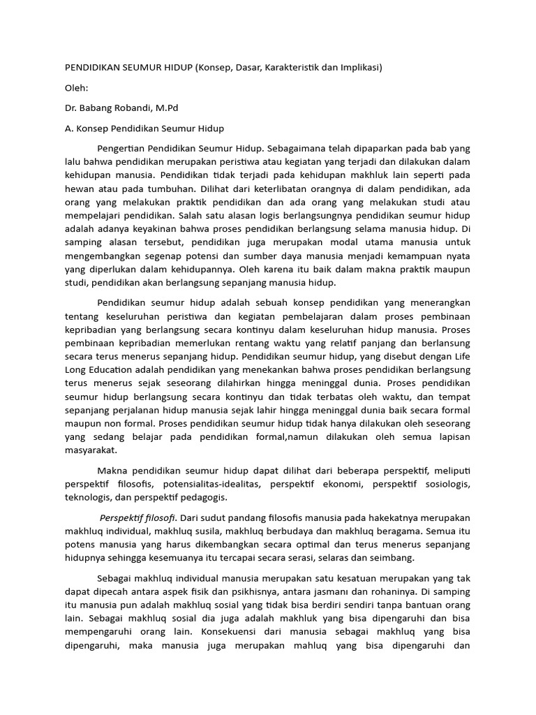 Pendidikan Seumur Hidup | PDF | Karier & Perkembangan | Ilmu Sosial