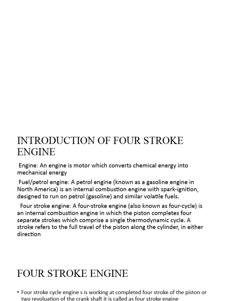 Overview of Four Stroke Engine Mechanics | PDF | Internal Combustion ...