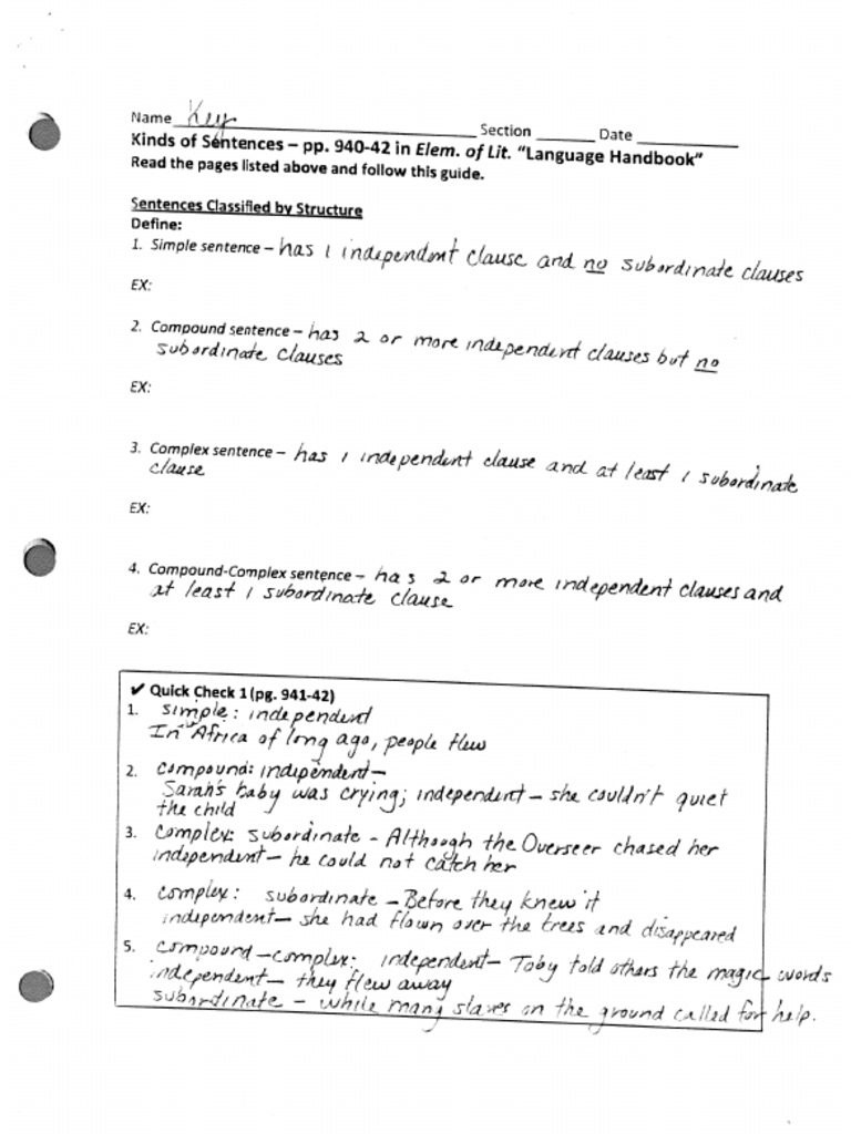 Types of Sentences PKT KEY | PDF