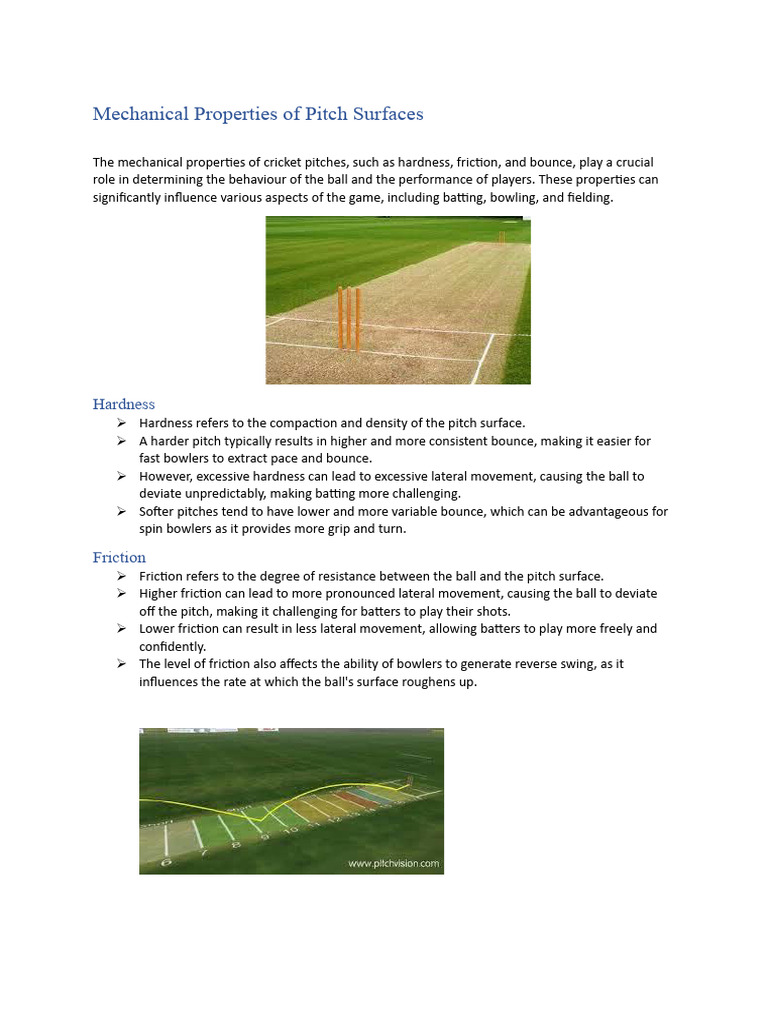 Mechanical Properties of Pitch Surfaces-1 | PDF | Bowling (Cricket ...