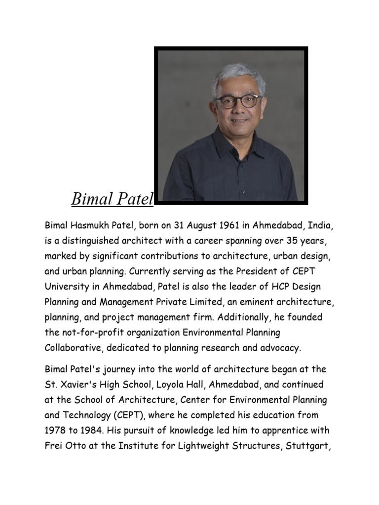 Bimal Patel Biography | PDF