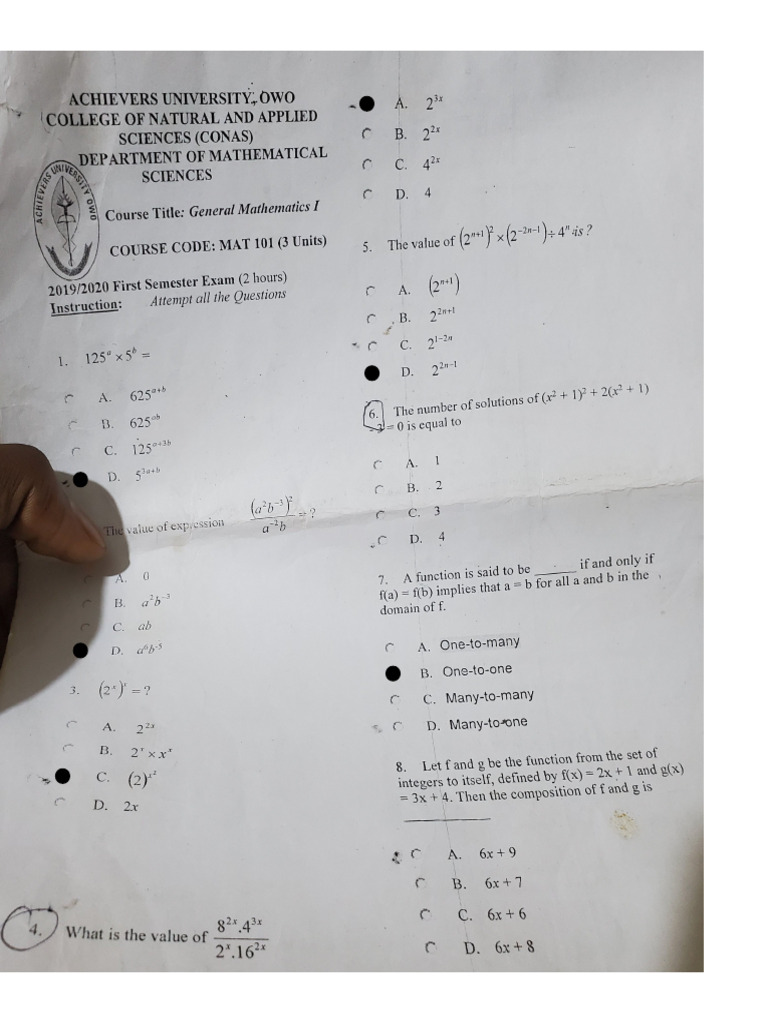 MATHEMATICS Past Question | PDF