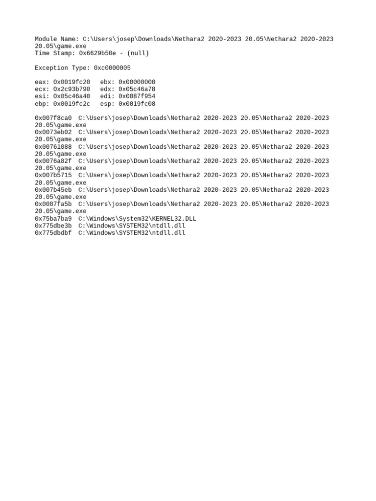 Game Crash Debugging Report | PDF | Computers
