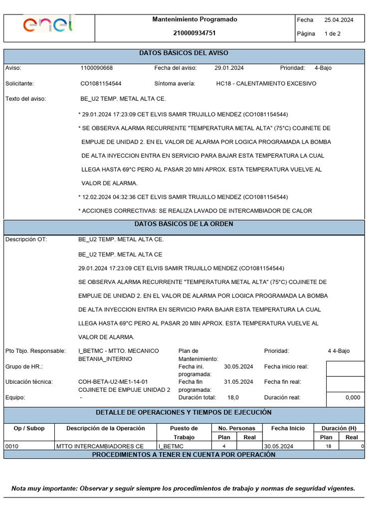 Mtto Intercambiador Ce U2 | PDF