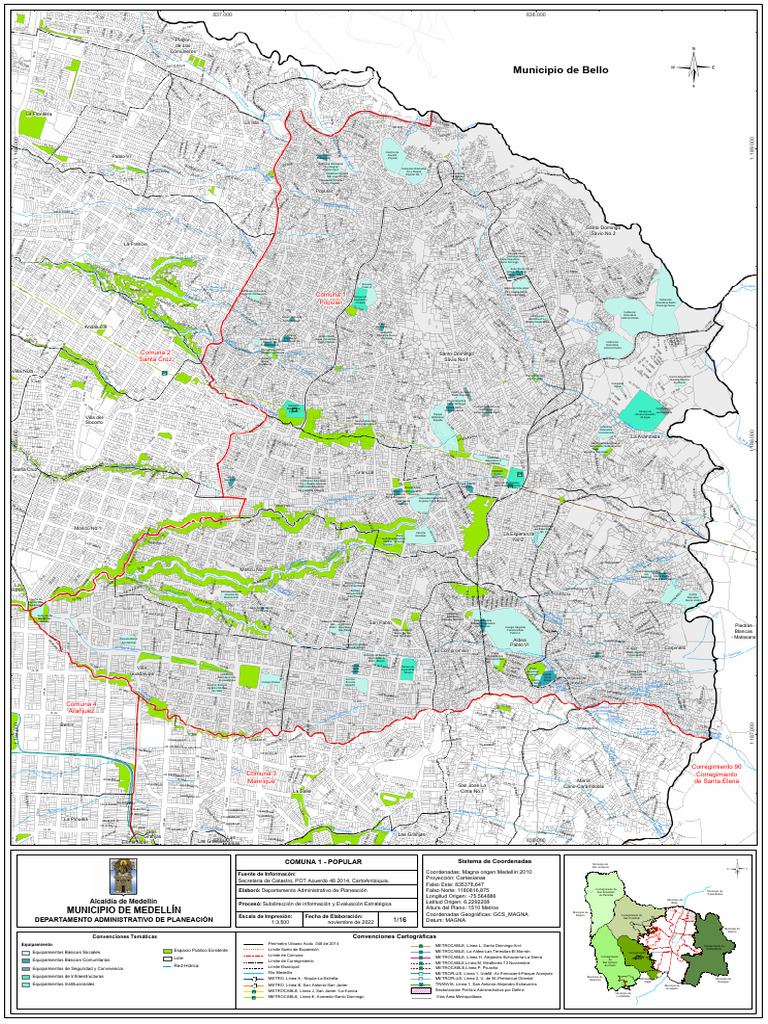 Coordenadas y Lugares de Comuna 1 Medellín | PDF