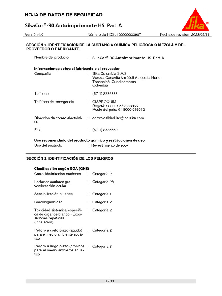 SikaCor®-90 Autoimprimante Com, P. A | PDF | Química