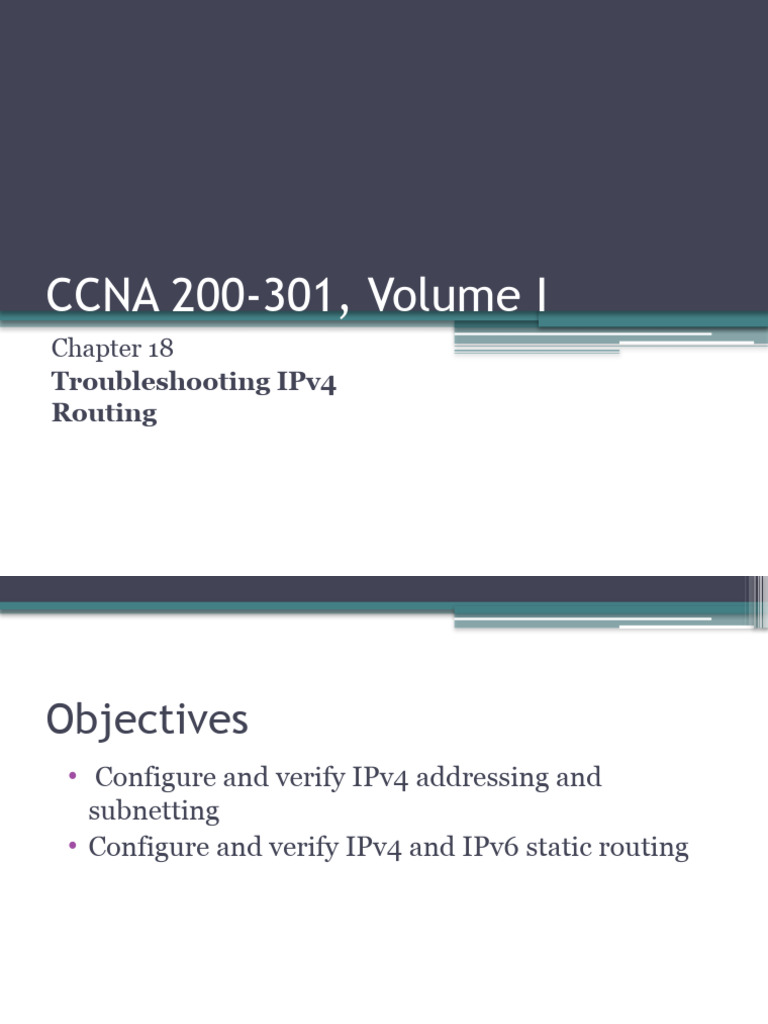 CCNA 200-301 Chapter 18 - Troubleshooting IPv4 Routing | PDF | Router (Computing) | Ip Address