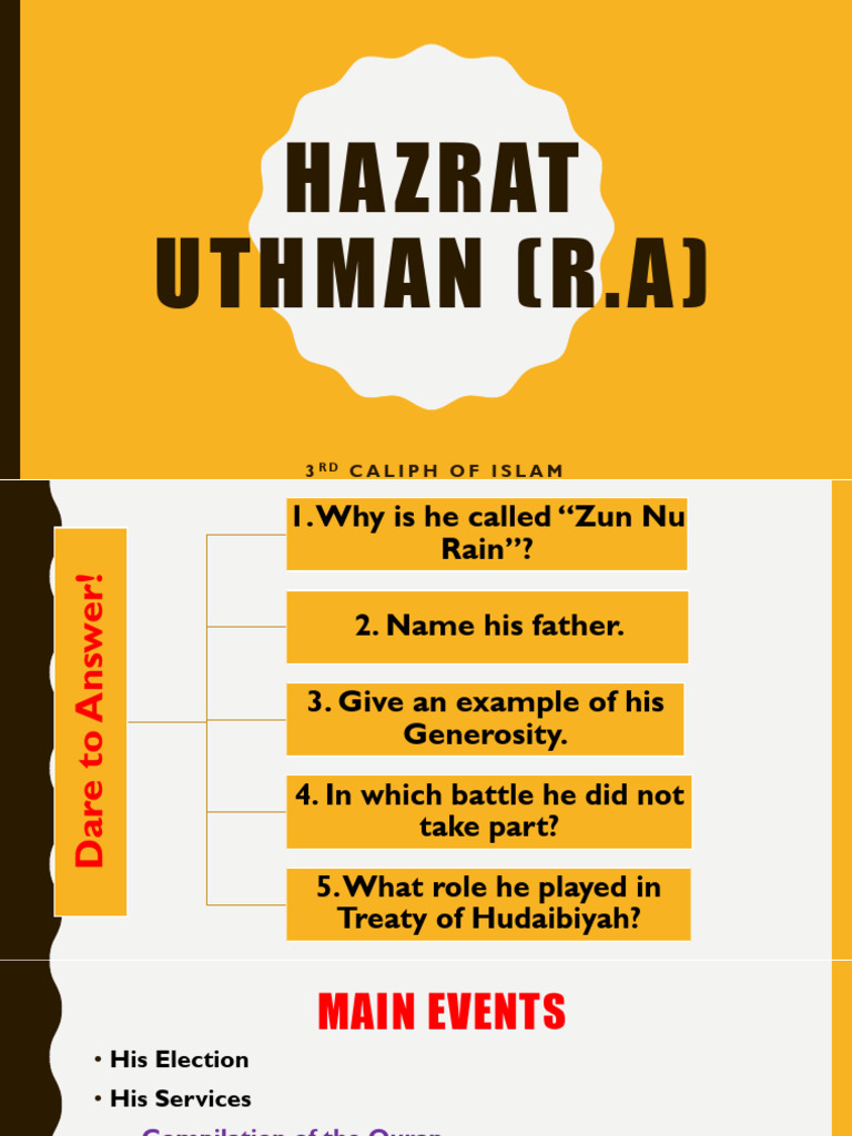 Hazrat Uthman: 3rd Caliph of Islam | PDF | Ali | Caliphate