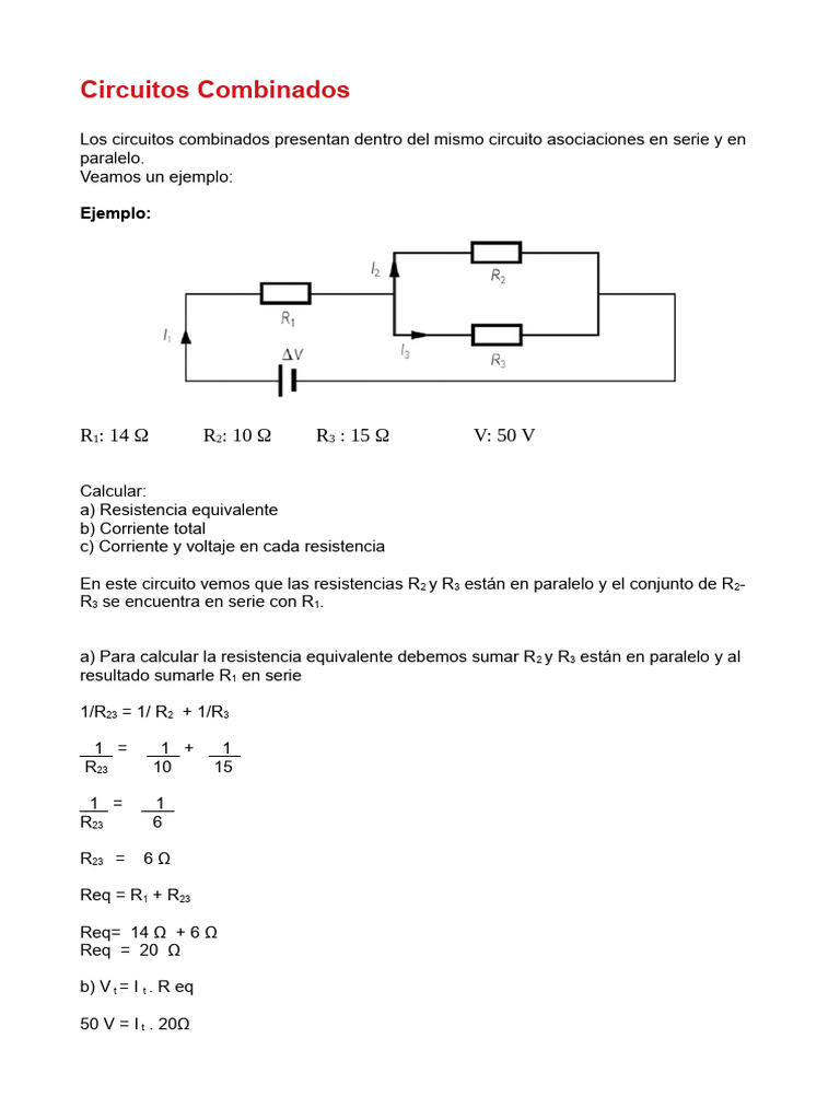 Circuitos Combinados | PDF | Resistencia Eléctrica y Conductancia | Red eléctrica