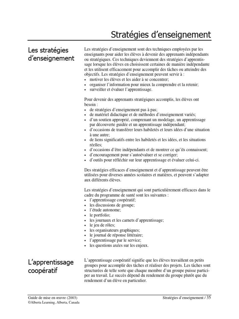 Strategies | PDF | Enseignement | Apprentissage