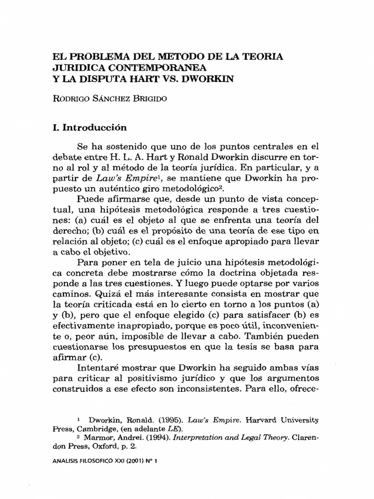 Debate Hart vs. Dworkin: Análisis Jurídico | PDF | Teoría | Argumento