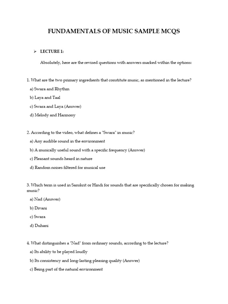 Fundamentals of Music MCQs | PDF | Film Score | Musicology