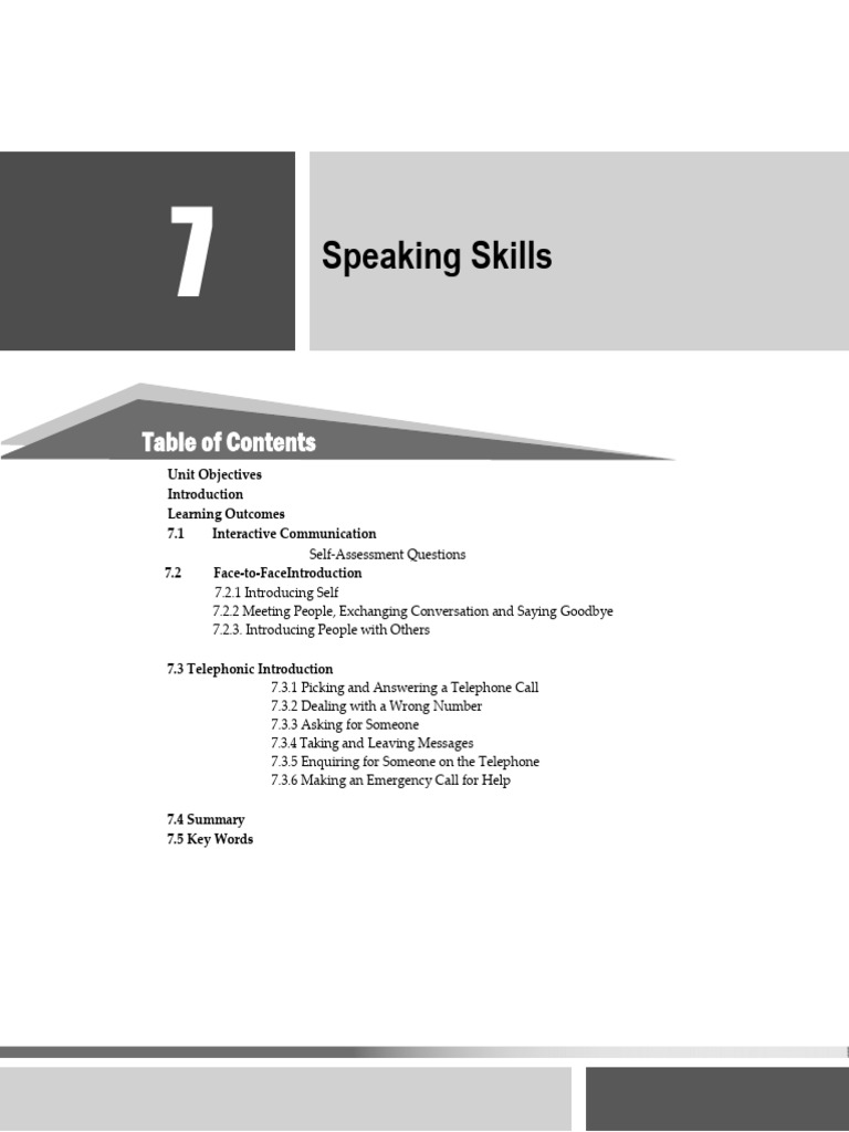 E BOOK Unit 7 - Speaking Skills | PDF | English Language | Communication