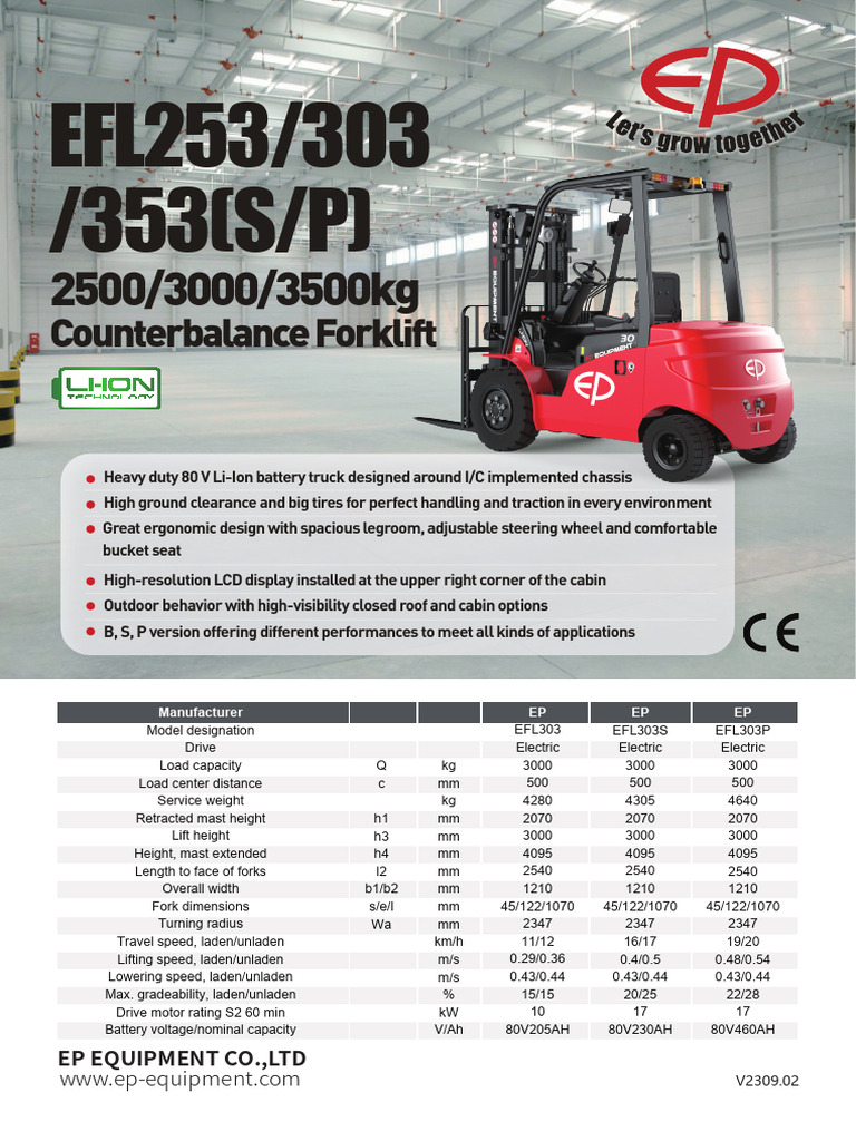 EFL253 303 353SP EN Brochure Regular Template | PDF | Forklift | Truck