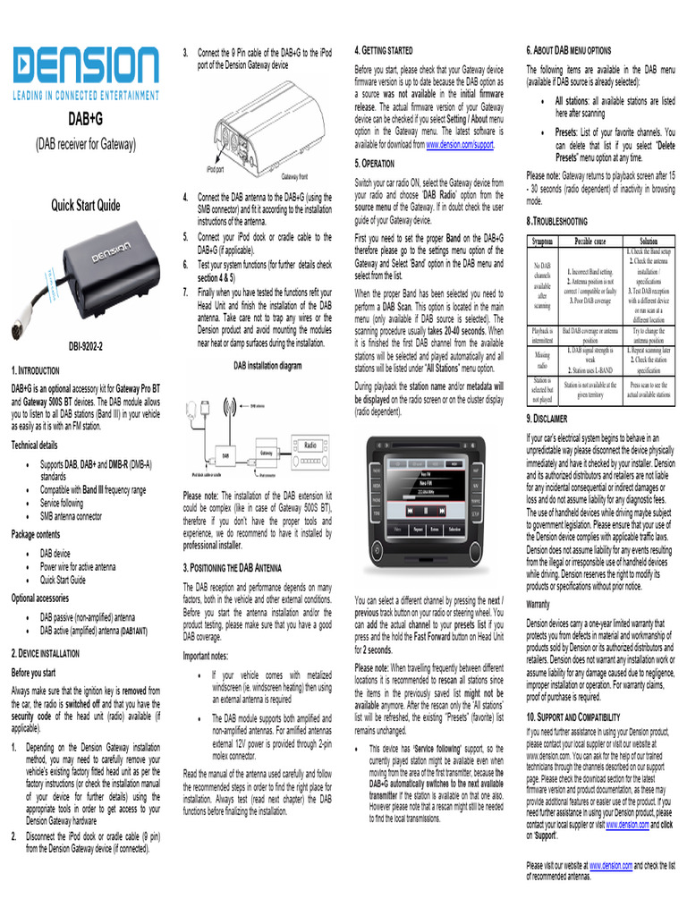 dbi-9202-2_dab_quick_user_installation_guide | PDF | Radio | I Pod dbi-9202-2_dab_quick_user_installation_guide | PDF | Radio | I Pod