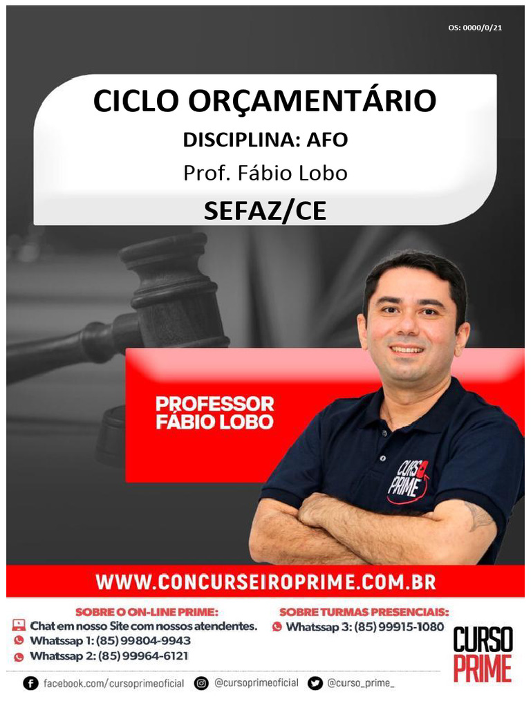 Prime - AFO - Fabio Lobo - Ciclo Orçamentario - SEFAZ | PDF | Orçamento ...