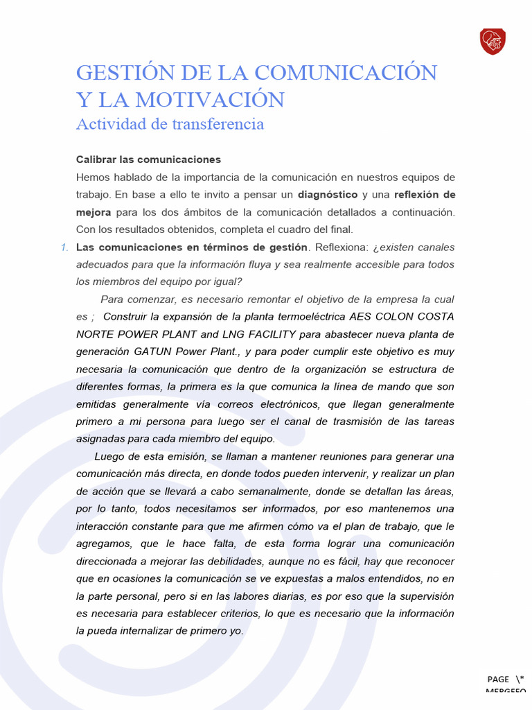 Gestion de La Comunicacion y La Motivacion | PDF