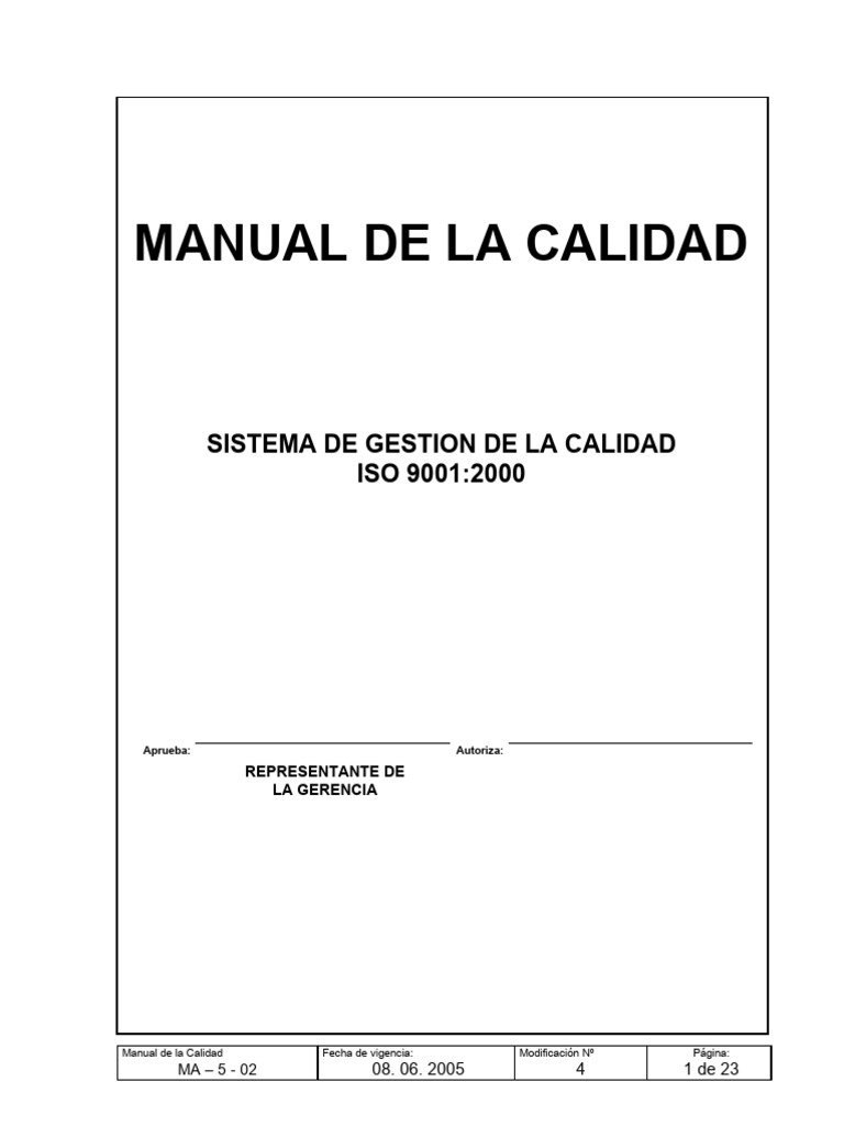 Manual de La Calidad | PDF | Calidad (comercial) | Sistema de manejo de calidad