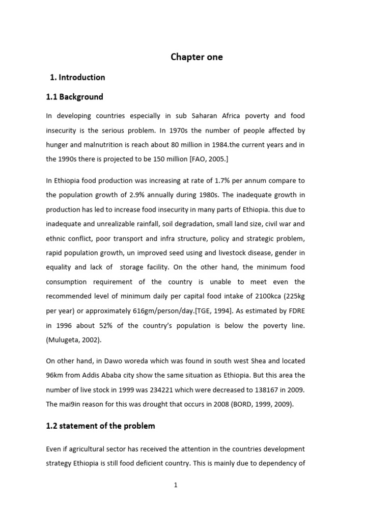 Chapter One: 1.1 Background | PDF | Food Security | Agriculture