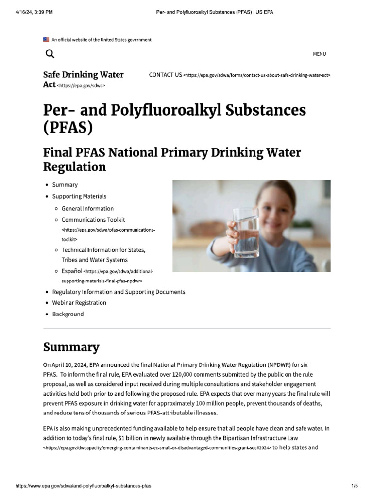 Final PFAS National Primary Drinking Water Regulation 04-2024 | PDF