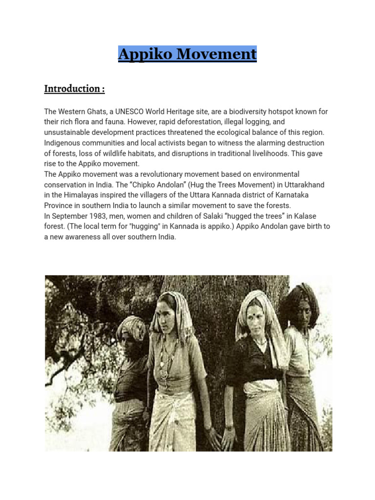 Appiko Movement: Forest Conservation in Karnataka | PDF | Logging ...