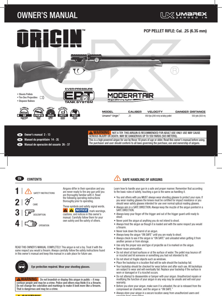 Origin Manual | PDF | Gun Barrel | Trigger (Firearms)