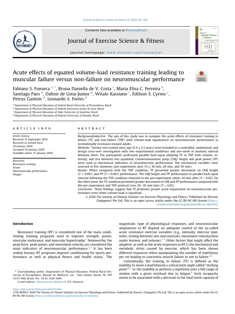 Acute Effects of Equated Volume-Load Resistance Training Leading To ...