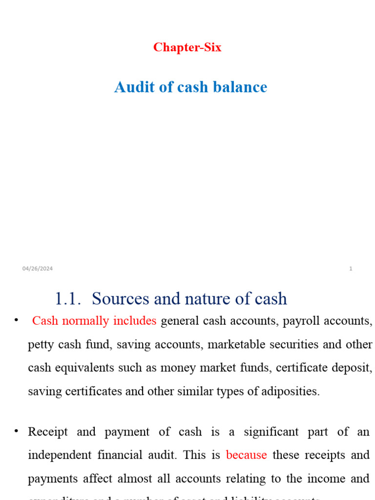 Cash Balance Audit and Control Guide | PDF | Cheque | Audit