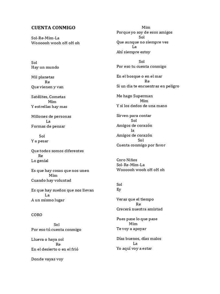 Cuenta Conmigo - Acordes | PDF | Poesía