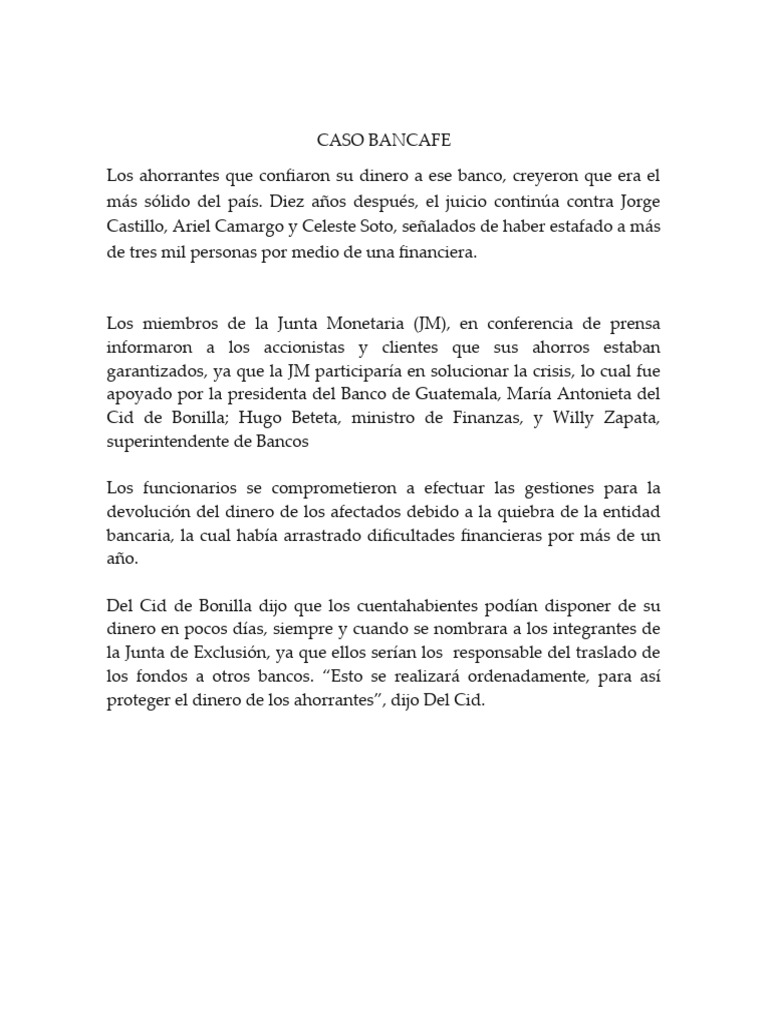 Caso Bancafe | PDF | Bancos | Guatemala