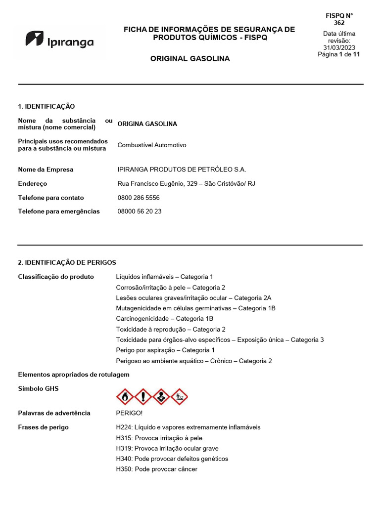 FDS - Origina Gasolina | PDF
