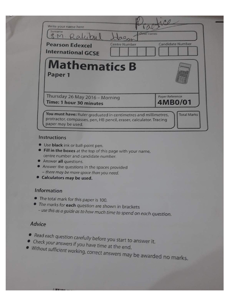Rakibul Hasan Math B Practices and Works in Class | PDF