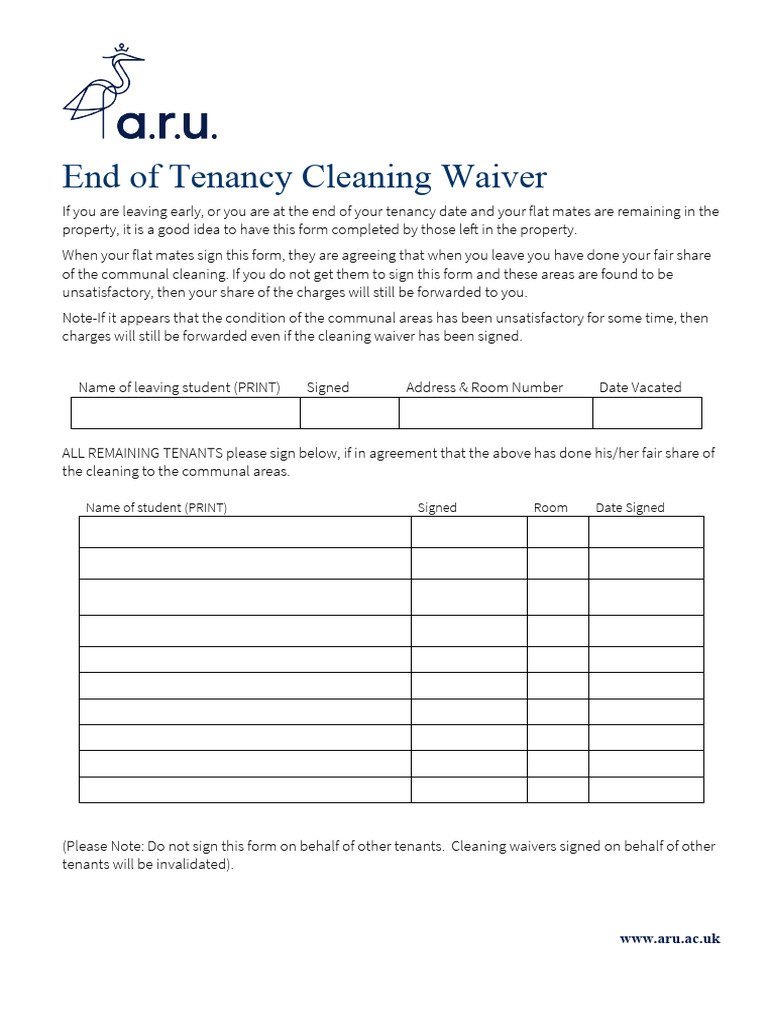 Cleaning Waiver Form | PDF