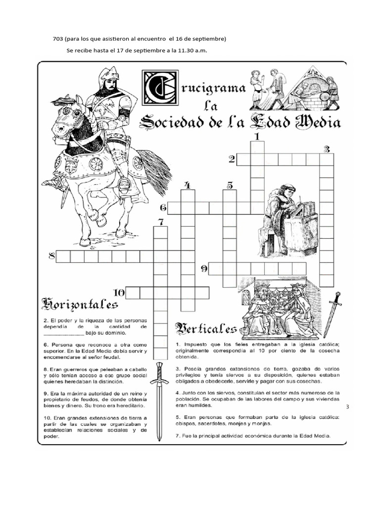 Crucigrama Sociedad en La Edad Media | PDF