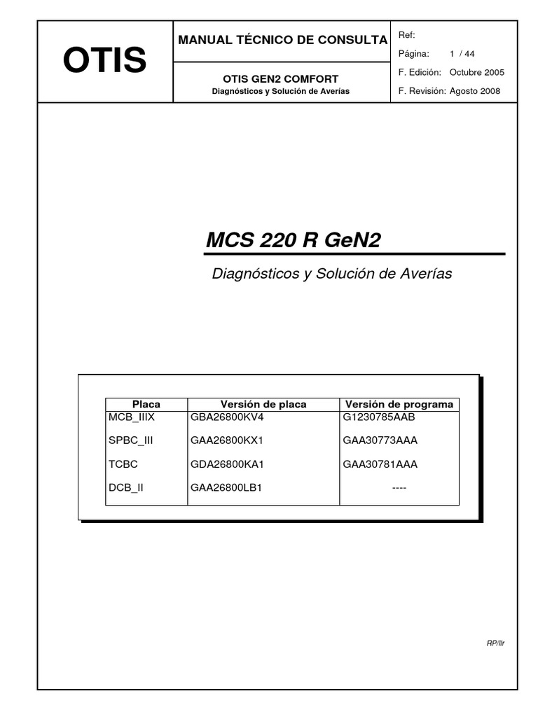 Diagnóstico de Averías Ascensor Otis Gen2 | PDF | Ascensor | Electricidad
