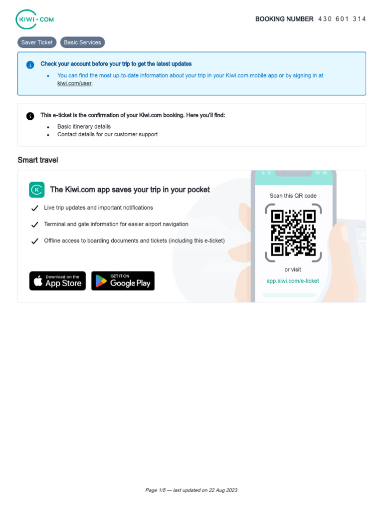 BookingID (RawValue 430601314) ETicket | PDF | Travel Visa