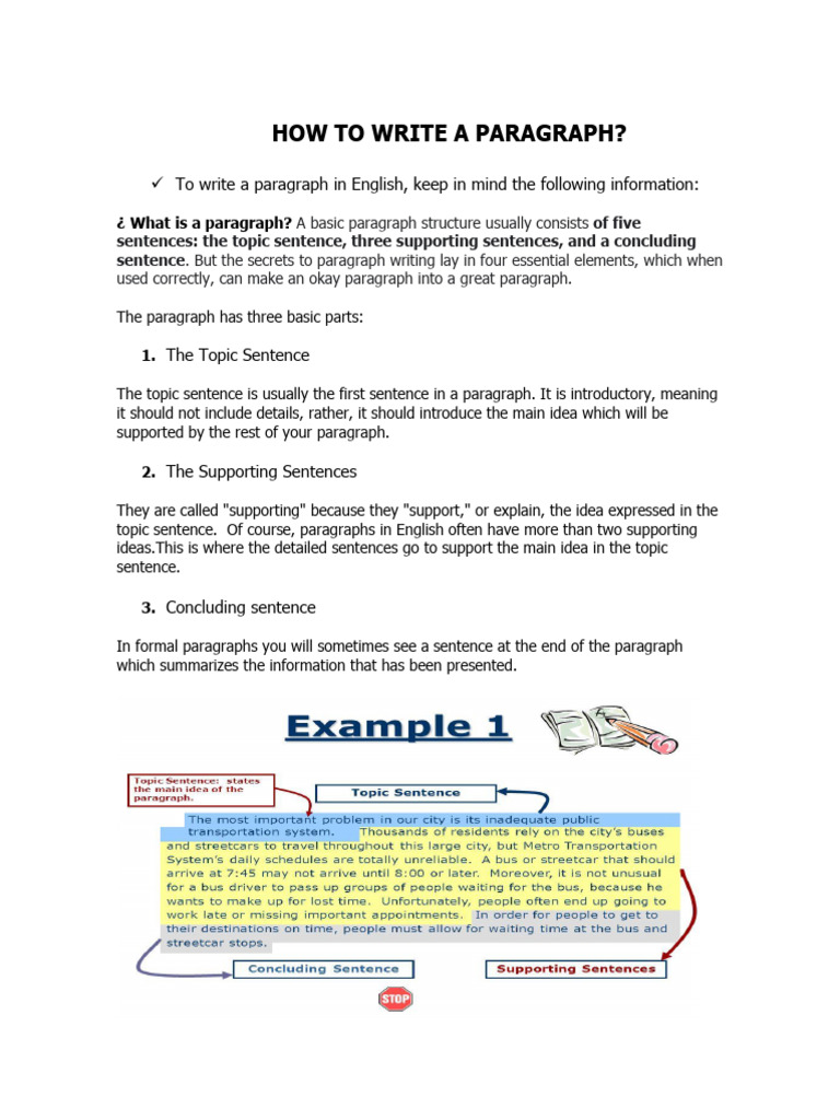 HOW TO WRITE A PARAGRAPH | PDF | Paragraph | Sentence (Linguistics)