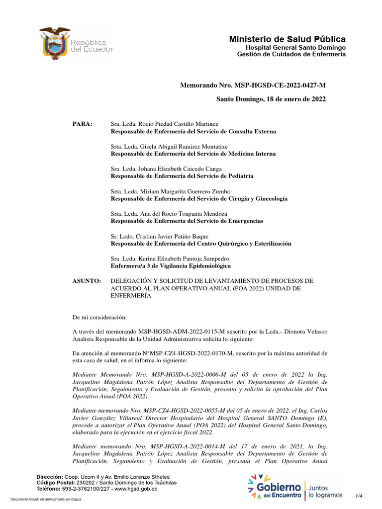 3 Designacion levantamiento de proceso MSP-HGSD-CE-2022-0427-M | PDF ...