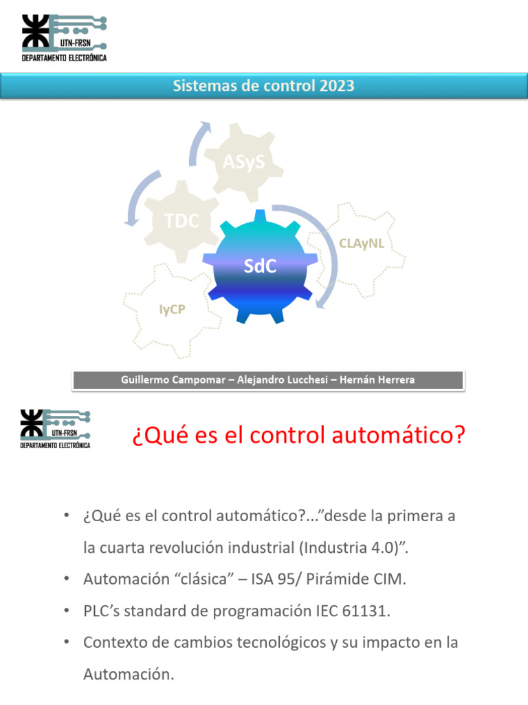 Unidad #1 Presentacion Sistemas de Control 2023 | PDF | Automatización | Ingeniería